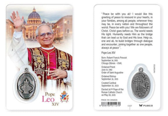 Prayer Card and Medal - Pope Leo XIV – FLL Bookstore and Gift Shop